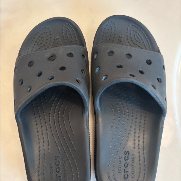 CROCS | Shoes | Crocs Charcoal Black Slide Sandals | Poshmark